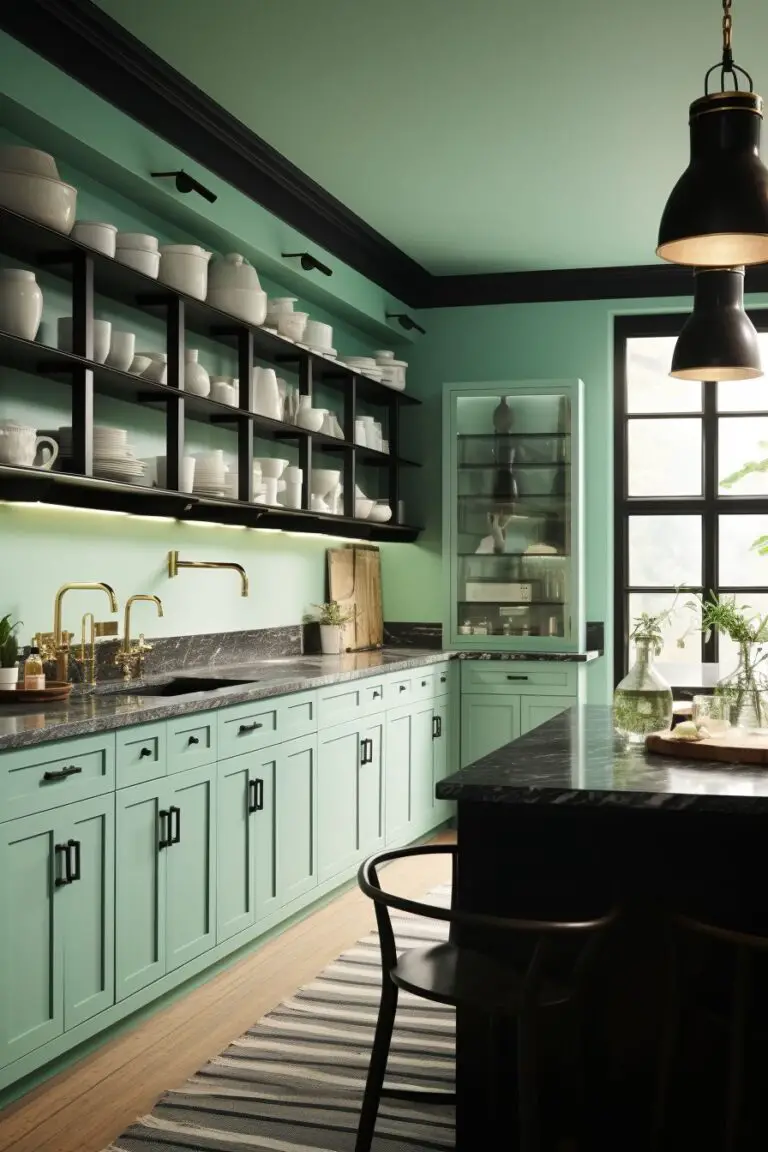 Black and Seafoam Green Kitchens