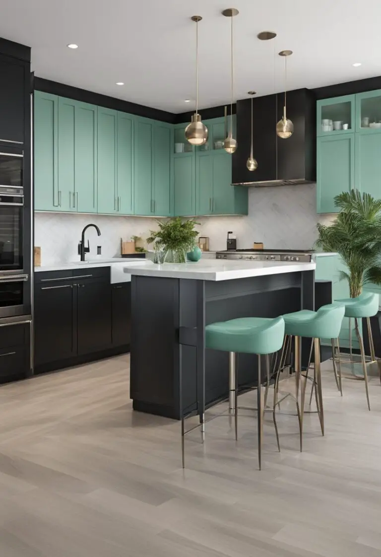 Black and Seafoam Green Kitchens