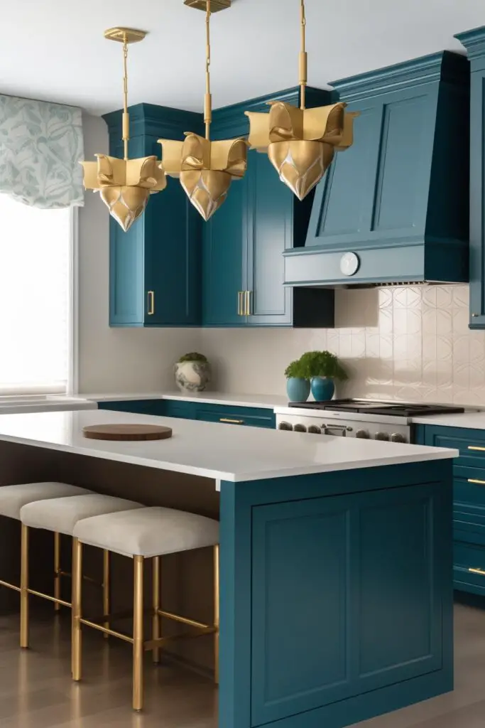 Peacock Blue and Gold Kitchens: A Bold and Chic Combination