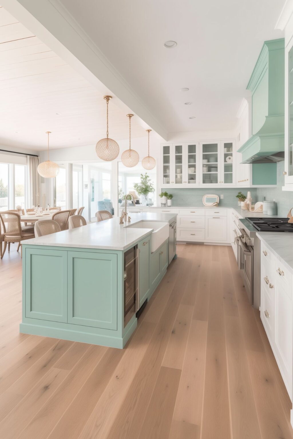 Seafoam Green Coastal Kitchens: A Refreshing Twist
