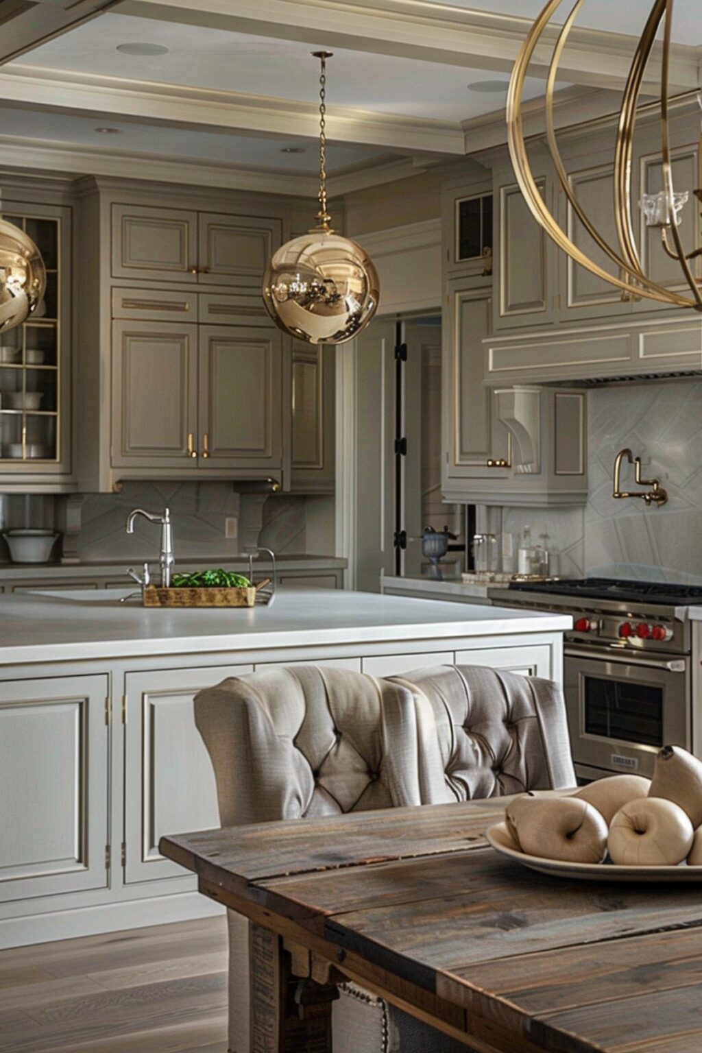 Glam Greige Kitchens: How to Add Metallic Accents and More - Kitchen ...