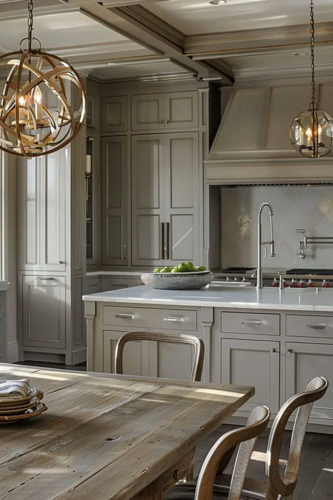 Glam Greige Kitchens: How to Add Metallic Accents and More - Kitchen ...