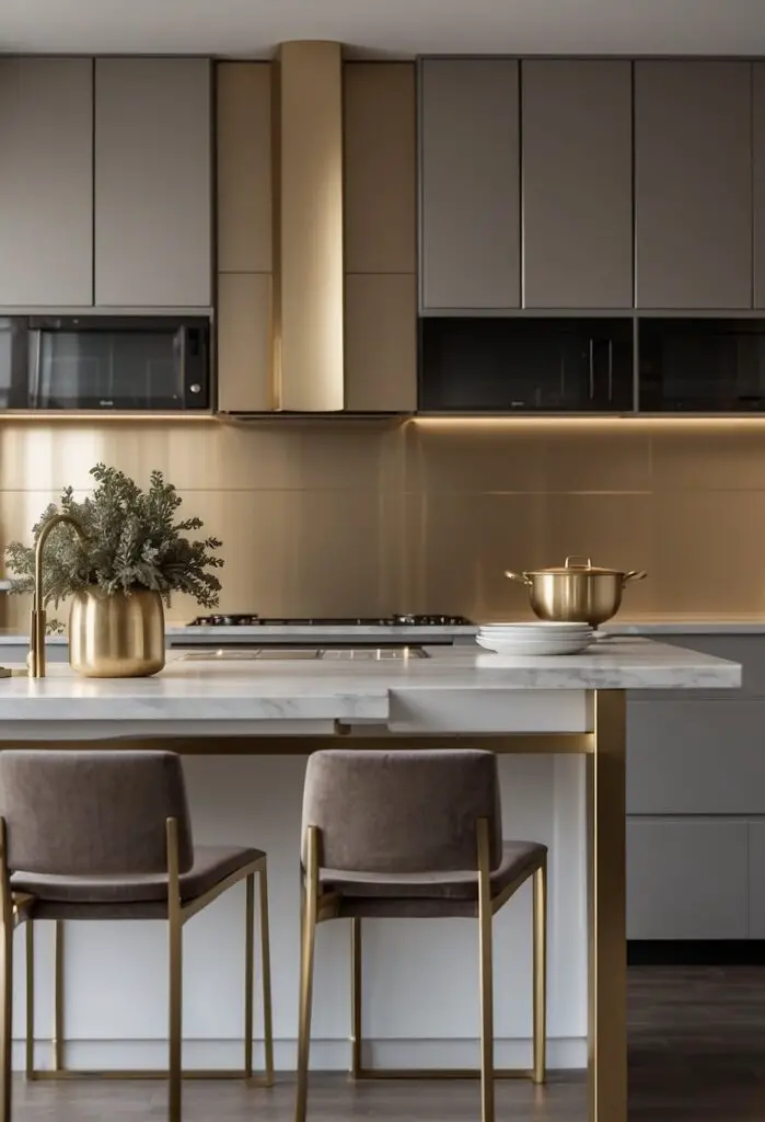 Glam Greige Kitchens: How to Add Metallic Accents and More - Kitchen ...