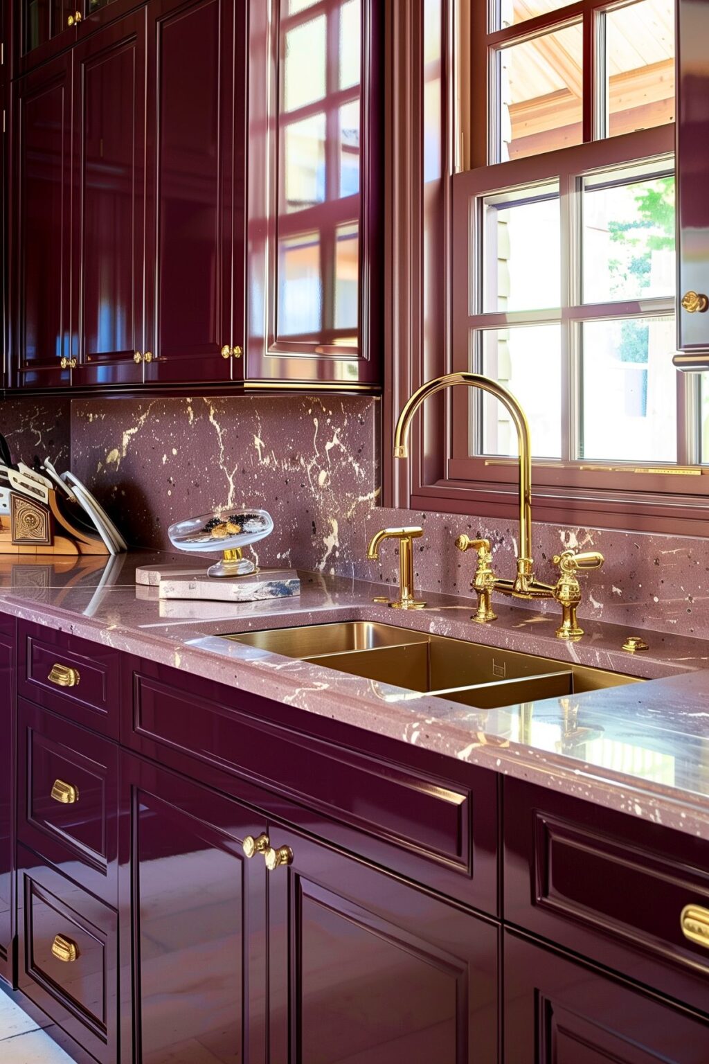 Maroon and Brass Kitchens: A Bold and Elegant Design Choice - Kitchen ...