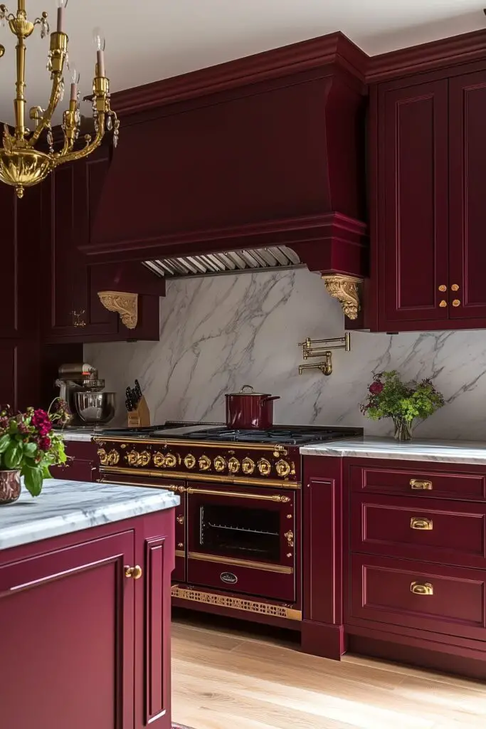Maroon and Brass Kitchens: A Bold and Elegant Design Choice - Kitchen ...