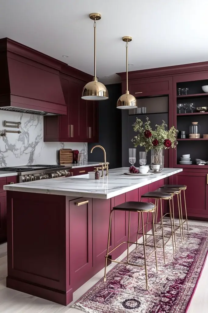 Maroon and Brass Kitchens: A Bold and Elegant Design Choice - Kitchen ...