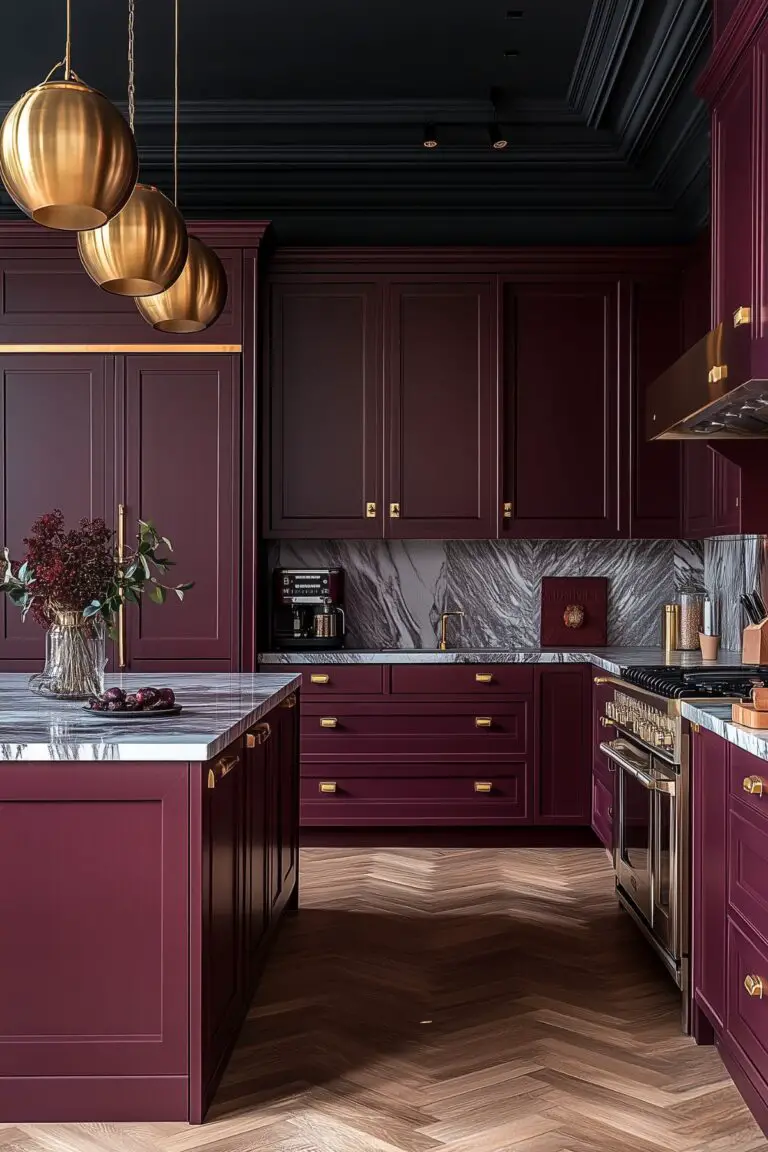 Maroon and Brass Kitchens: A Bold and Elegant Design Choice - Kitchen ...