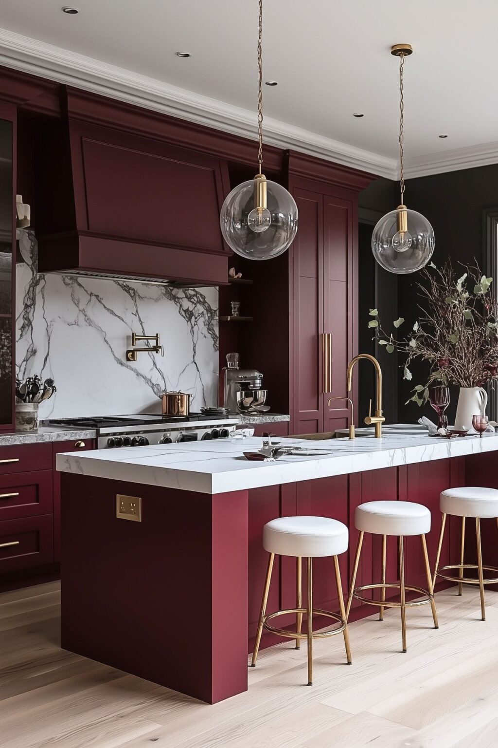 Maroon and Brass Kitchens: A Bold and Elegant Design Choice - Kitchen ...