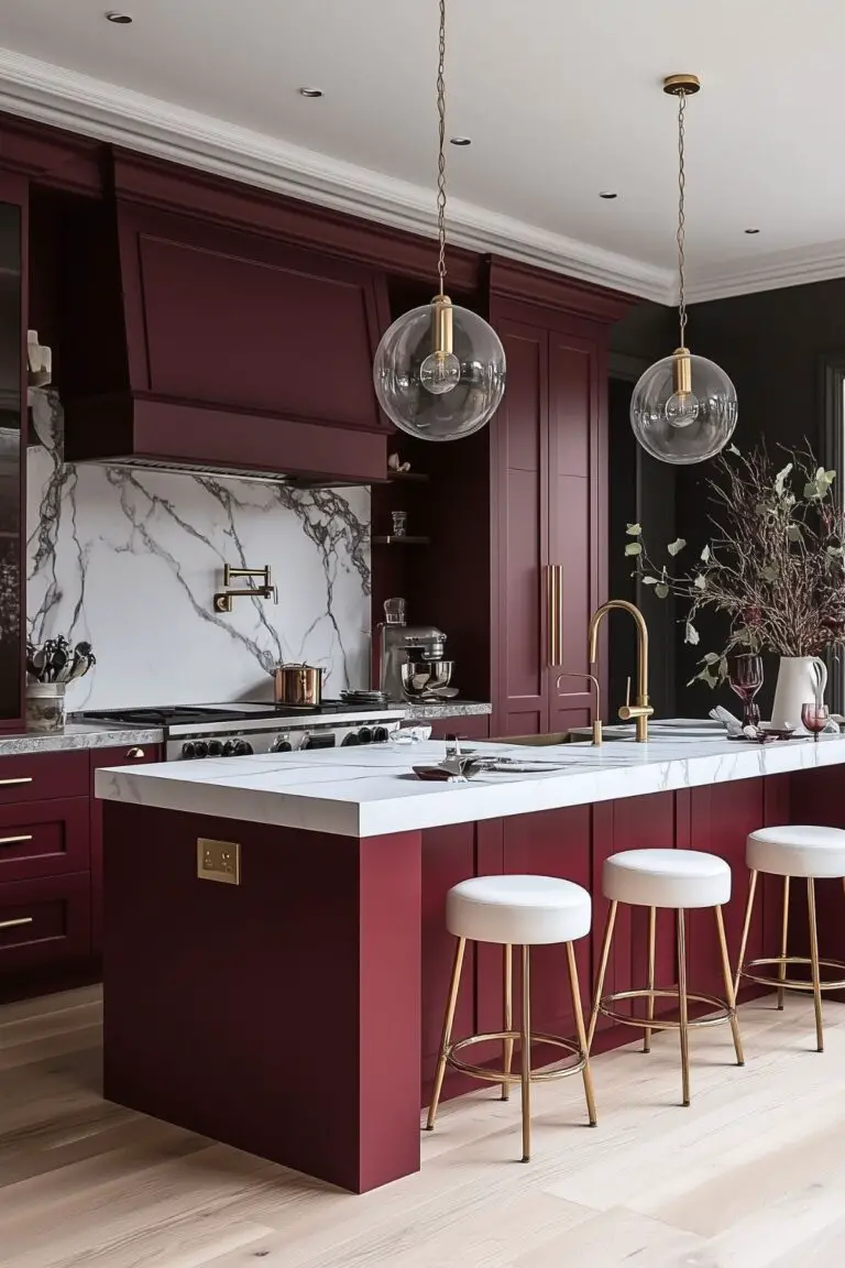 Maroon and Brass Kitchens: A Bold and Elegant Design Choice - Kitchen ...