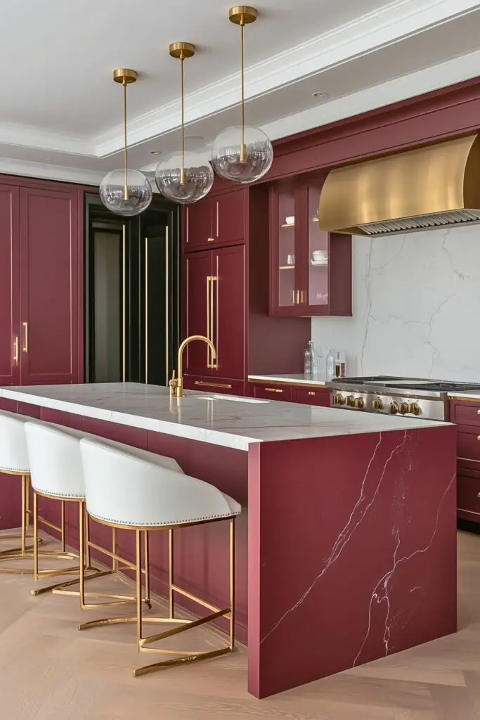 Maroon and Brass Kitchens: A Bold and Elegant Design Choice - Kitchen ...