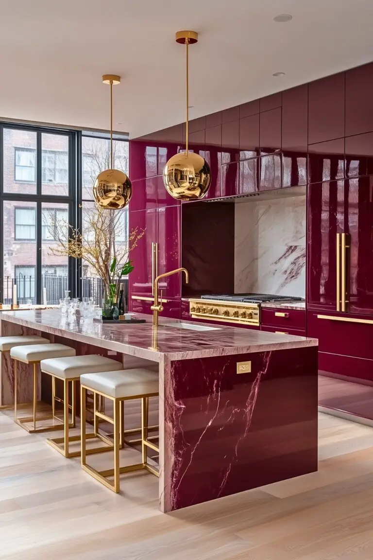 Maroon and Brass Kitchens: A Bold and Elegant Design Choice - Kitchen ...