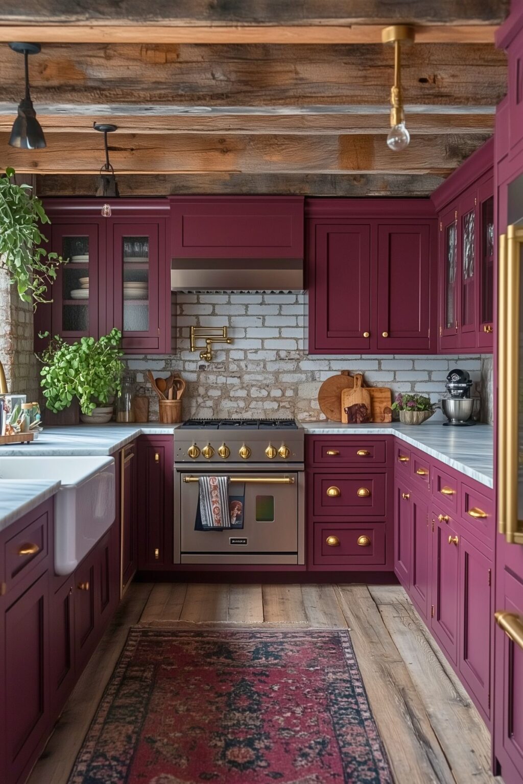 Maroon and Brass Kitchens: A Bold and Elegant Design Choice - Kitchen ...