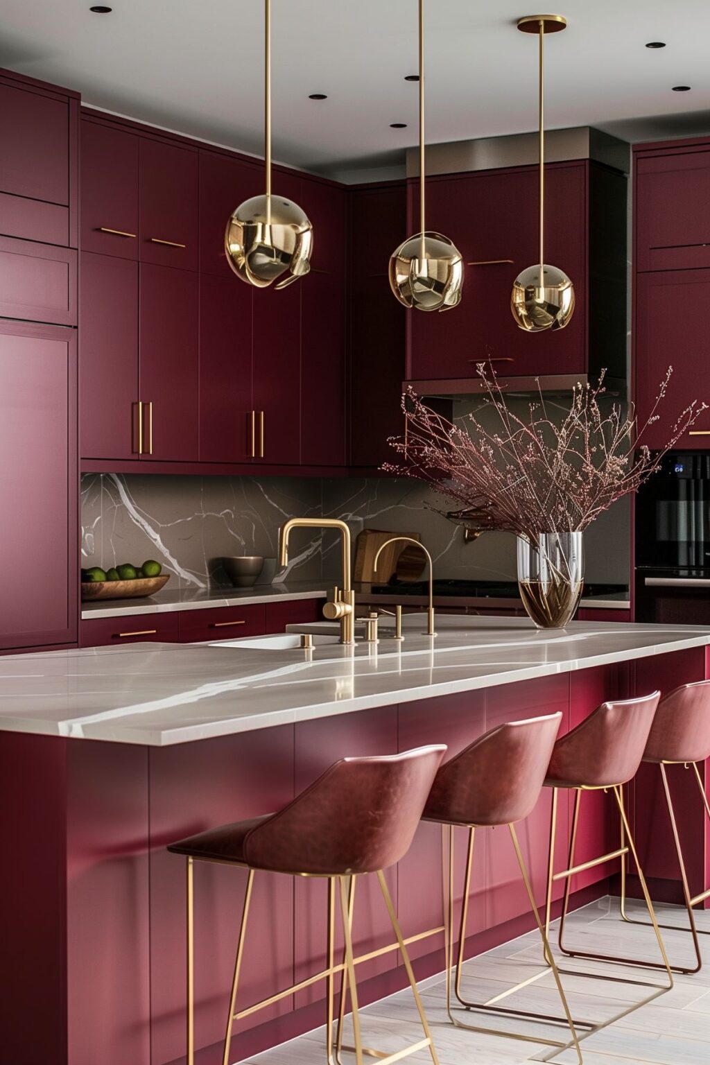 Maroon and Brass Kitchens: A Bold and Elegant Design Choice - Kitchen ...