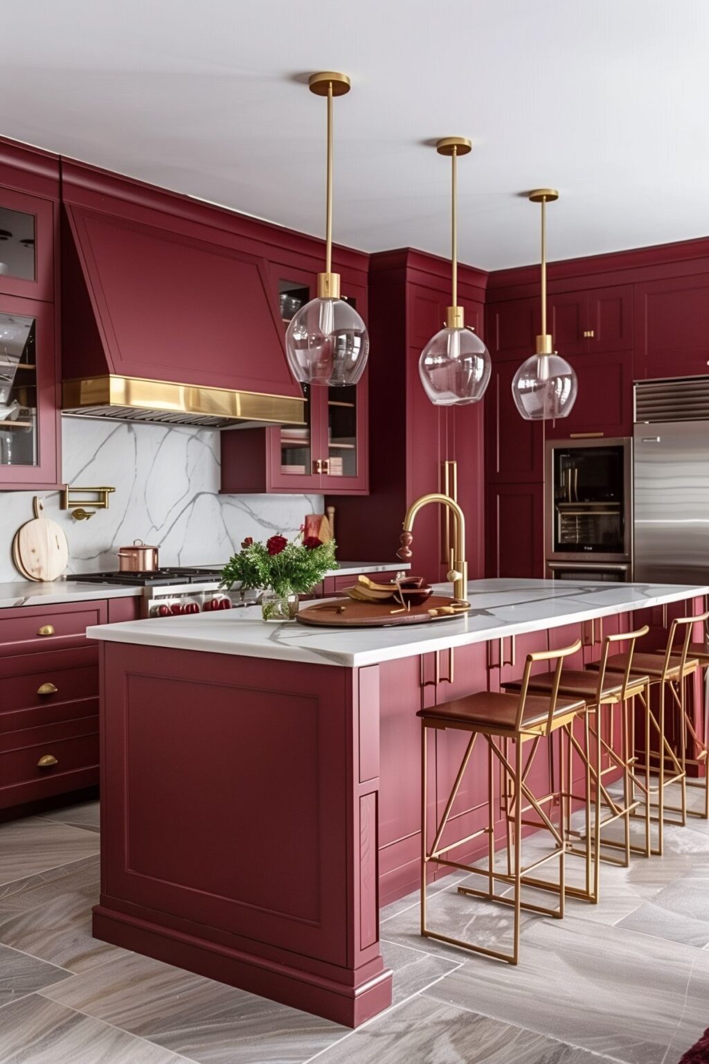 Maroon and Brass Kitchens: A Bold and Elegant Design Choice - Kitchen ...