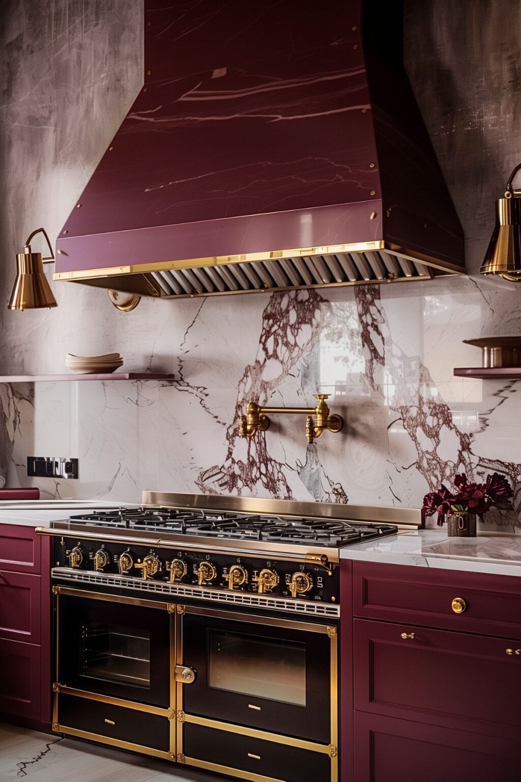 Maroon and Brass Kitchens: A Bold and Elegant Design Choice - Kitchen ...