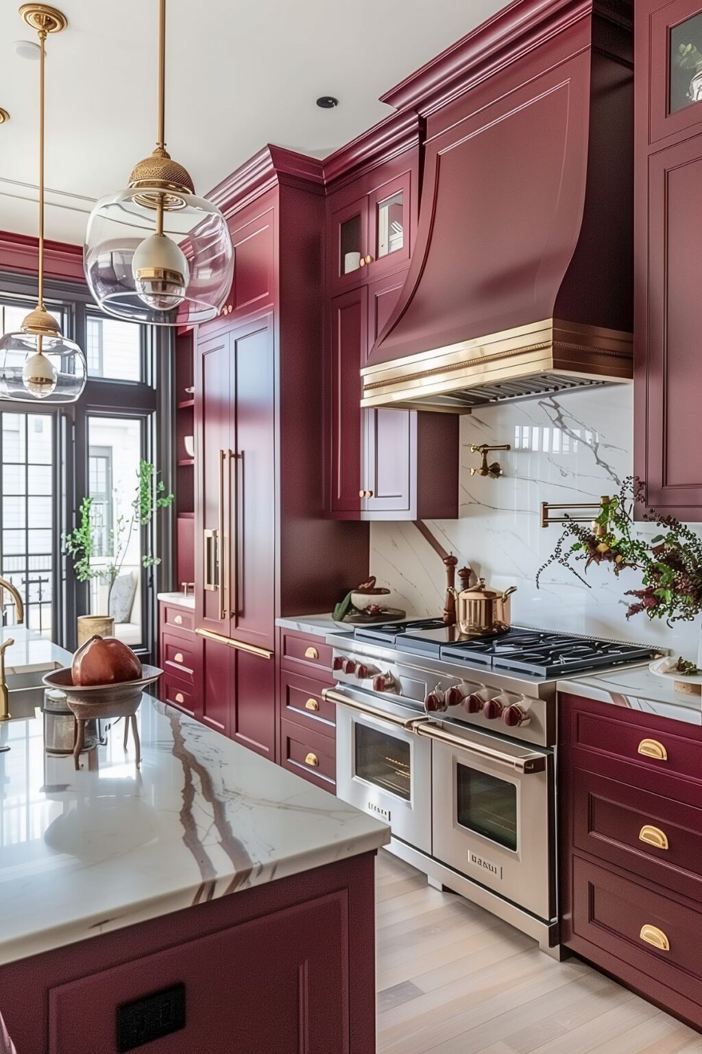 Maroon and Brass Kitchens: A Bold and Elegant Design Choice - Kitchen ...