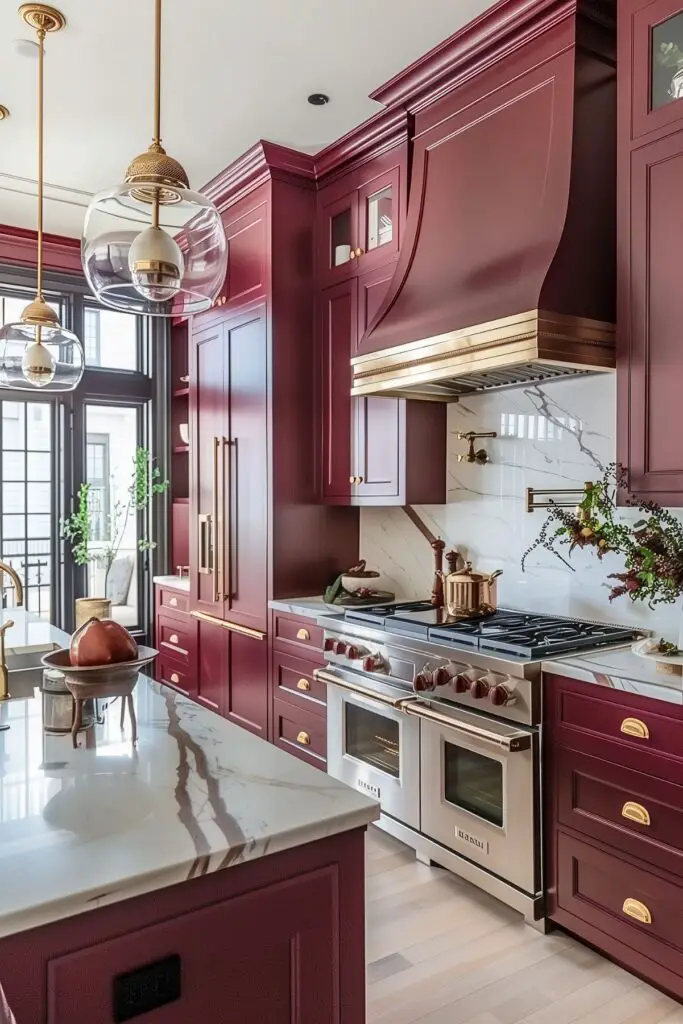 Maroon and Brass Kitchens: A Bold and Elegant Design Choice - Kitchen ...