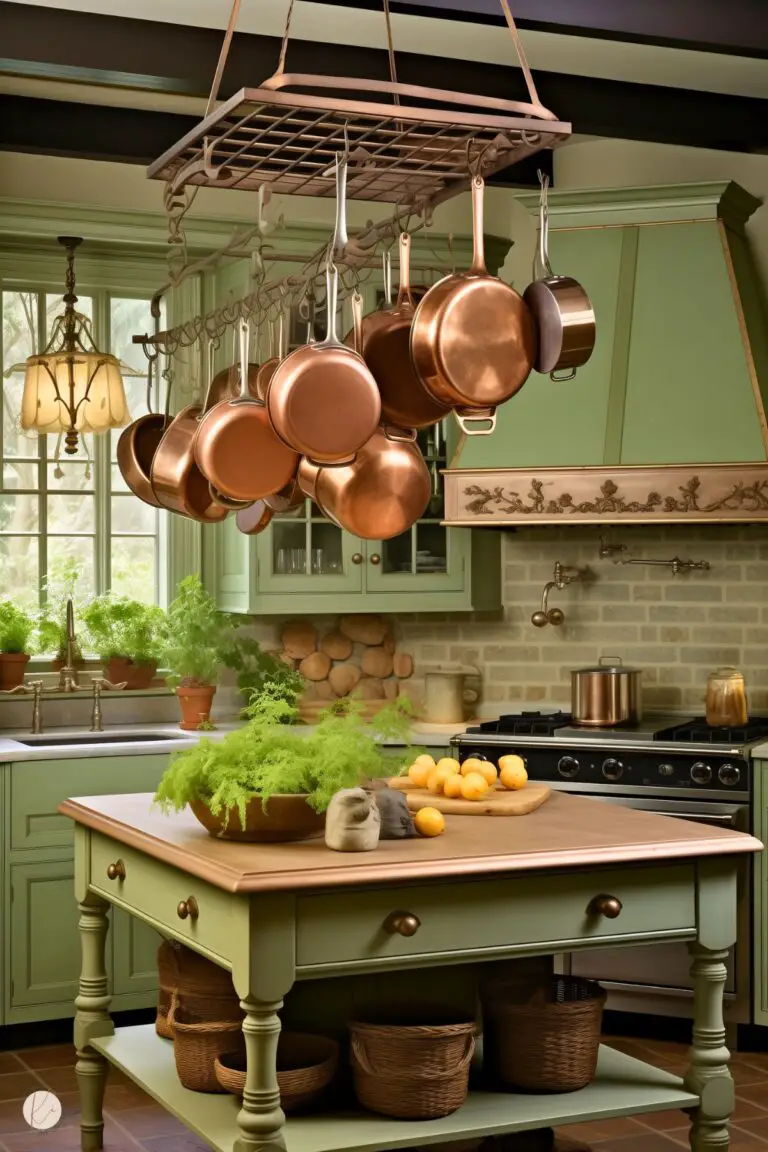 Sage Green and Copper Kitchens