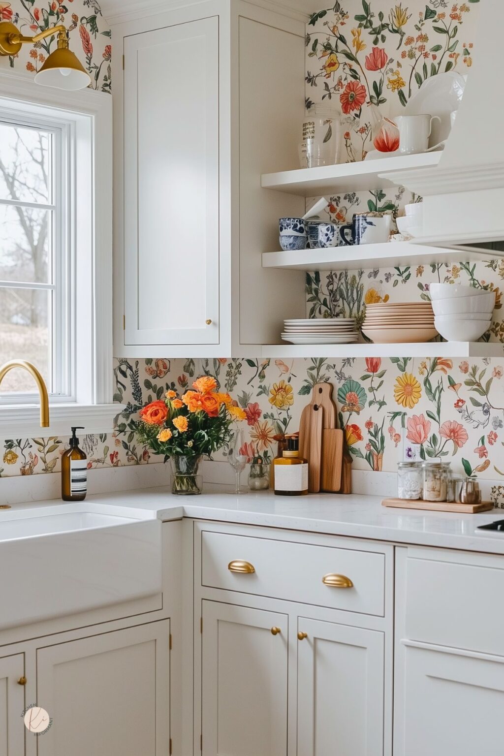 25 English Country Kitchen Ideas That Showcase Floral Prints - Kitchen ...