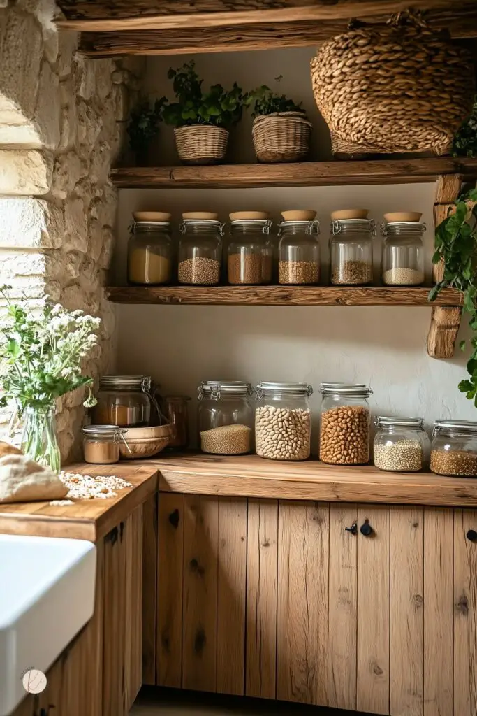 Open Shelving in a Cottagecore Kitchen